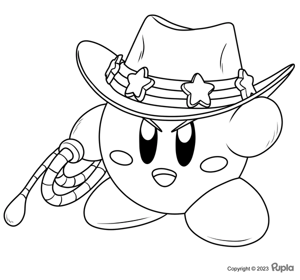 🖍️ Kirby avec le Chapeau de Cow-boy et le Lasso - Coloriages à Imprimer ... 🖍️ Kirby avec le Chapeau de Cow-boy et le Lasso - Coloriages à Imprimer ...