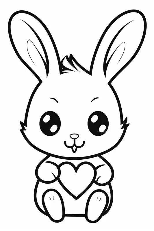 🖍️ Schattig Konijntje met een Hartje - Gratis Kleurplaat om te Printen ... 🖍️ Schattig Konijntje met een Hartje - Gratis Kleurplaat om te Printen ...
