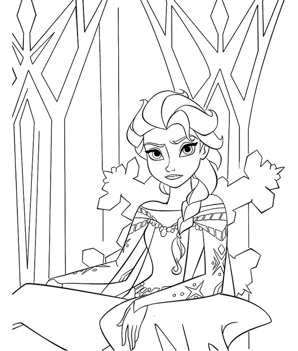 🖍️ Frozen Ice Queen Elsa Printable Coloring Page For Free